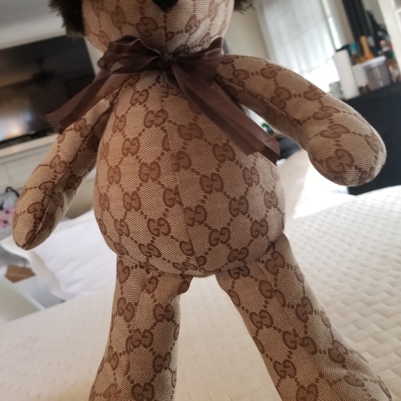 Gucci | Accessories | Custom Made Gucci Teddy Bear In Brown Monogram Gg ...